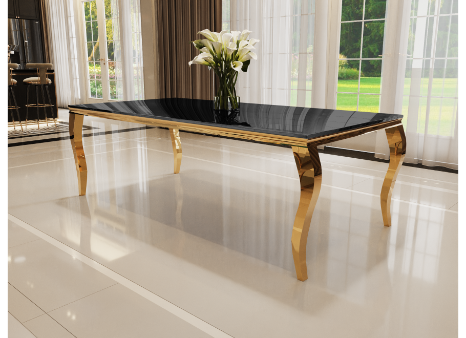 Stół elegance glamour złoty z czarną płytą 160x90 | Dealmeble